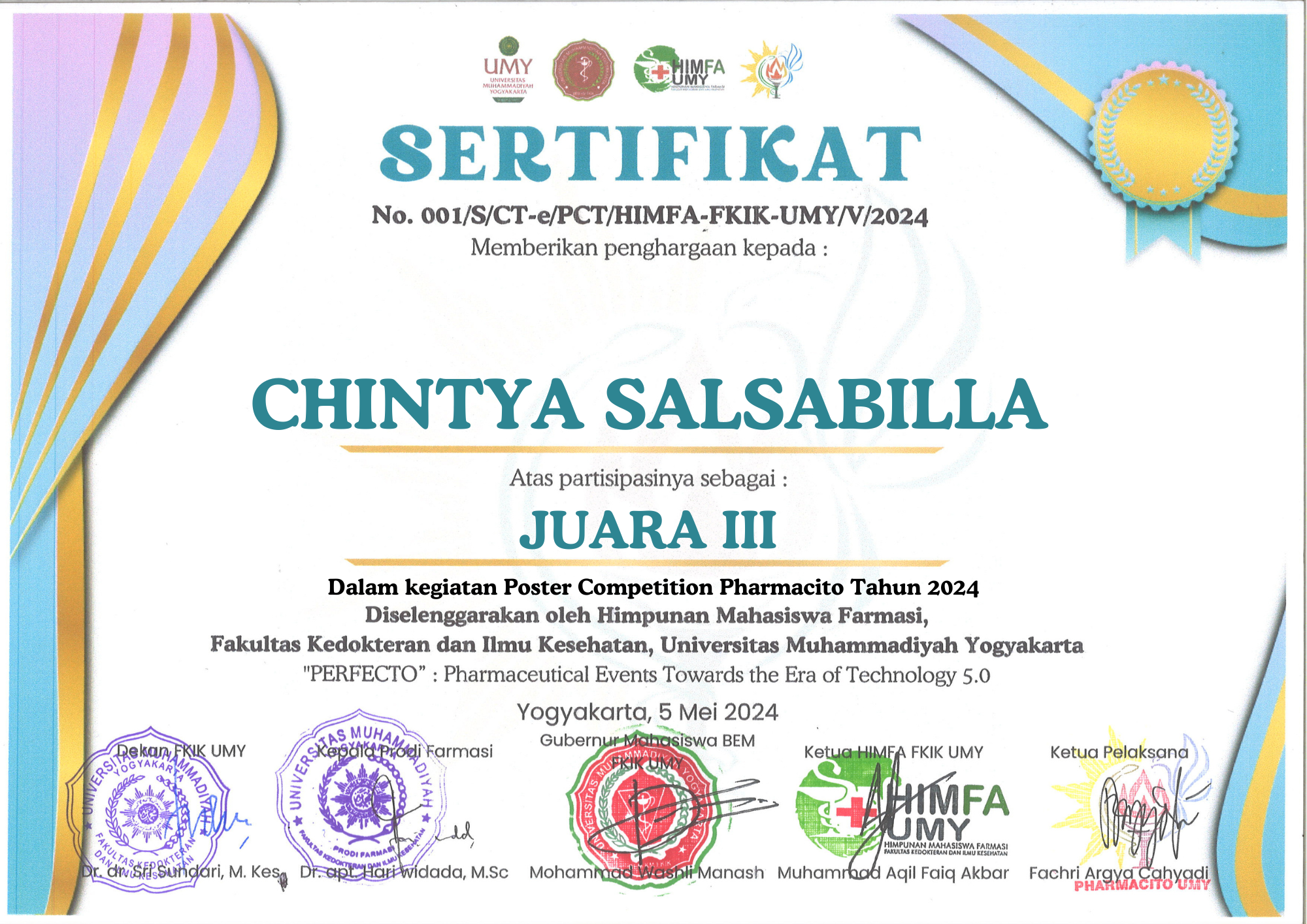 Juara 3 Lomba Poster Pharmacito UMY 2024 - Jurusan Farmasi